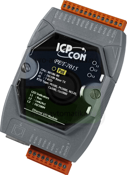 ICP DAS Модуль PET-7015 CR 7-channel RTD Input Module with 3-wire RTD ...