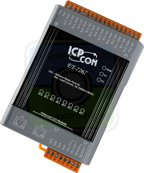 ET-7267 CR Ethernet I/O Module with 2-port Ethernet Switch, with 8-ch Relay (RoHS)