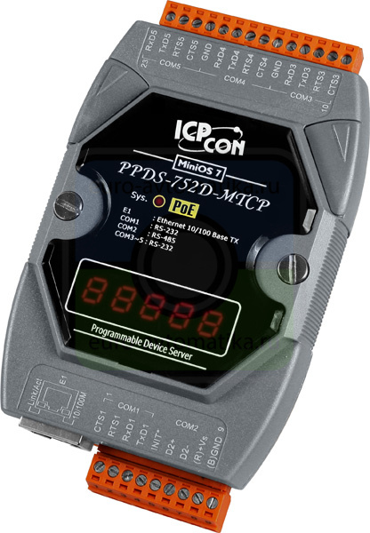 ICP DAS Преобразователь PPDS-752D-MTCP CR Programmable Device Server with PoE, Modbus Gateway, 4 ...