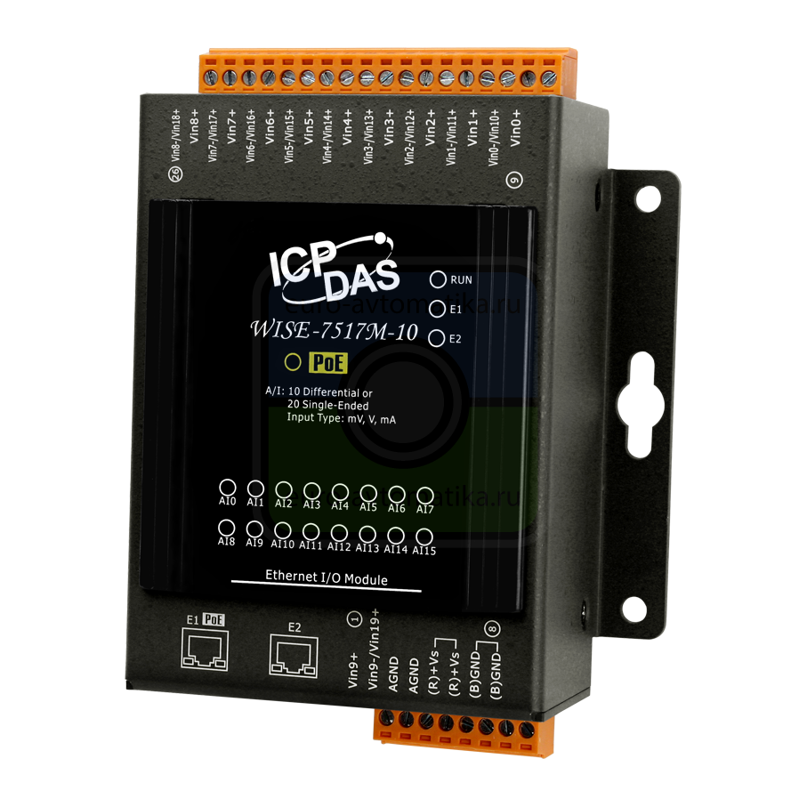 WISE-7517M-10 WISE I/O Module with 10/20-channels AI and 2-port Ethernet Switch