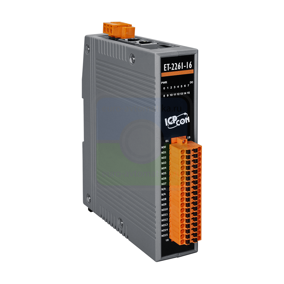 ET-2261-16 CR Ethernet I/O Module with 2-port Ethernet Switch, 16-ch Power Relay Output (RoHS)