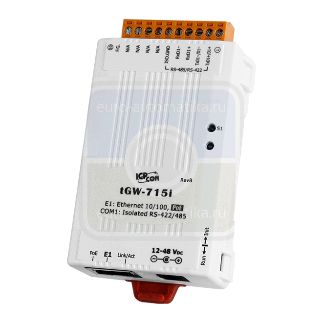 ICP DAS Преобразователь tGW-715i CR Tiny Modbus/TCP to RTU/ASCII Gateway with PoE and 1 Isolated ...