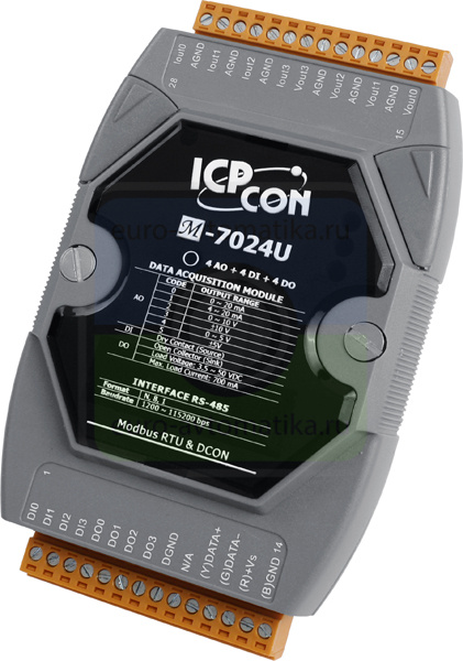 ICP DAS Модуль M-7024U CR 4-channel Analog Output,4-channel Digital Input and 4-channel Digital ...