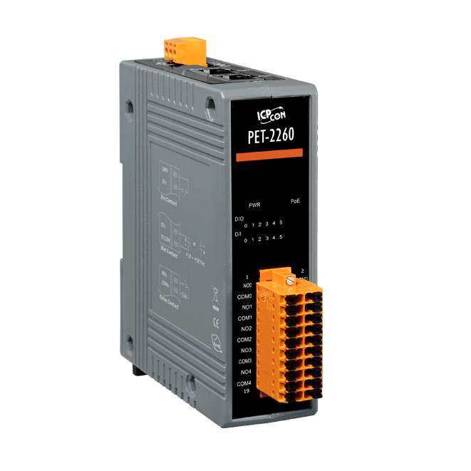 ICP DAS Модуль PET-2260 PoE Ethernet I/O Module with 6-ch DI and 6-ch Power Relay