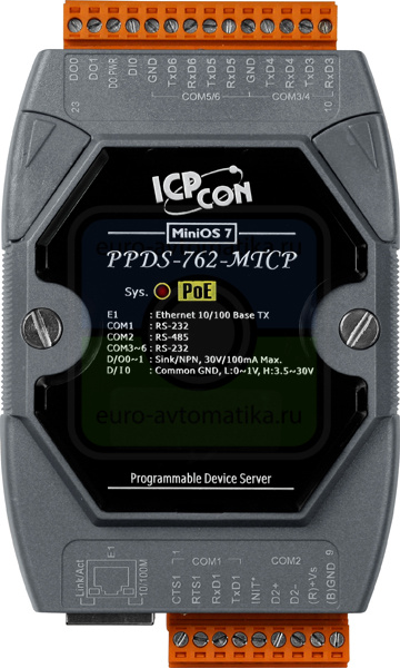 ICP DAS Преобразователь PPDS-762-MTCP CR Programmable Device Server with PoE, Modbus Gateway, 5 ...