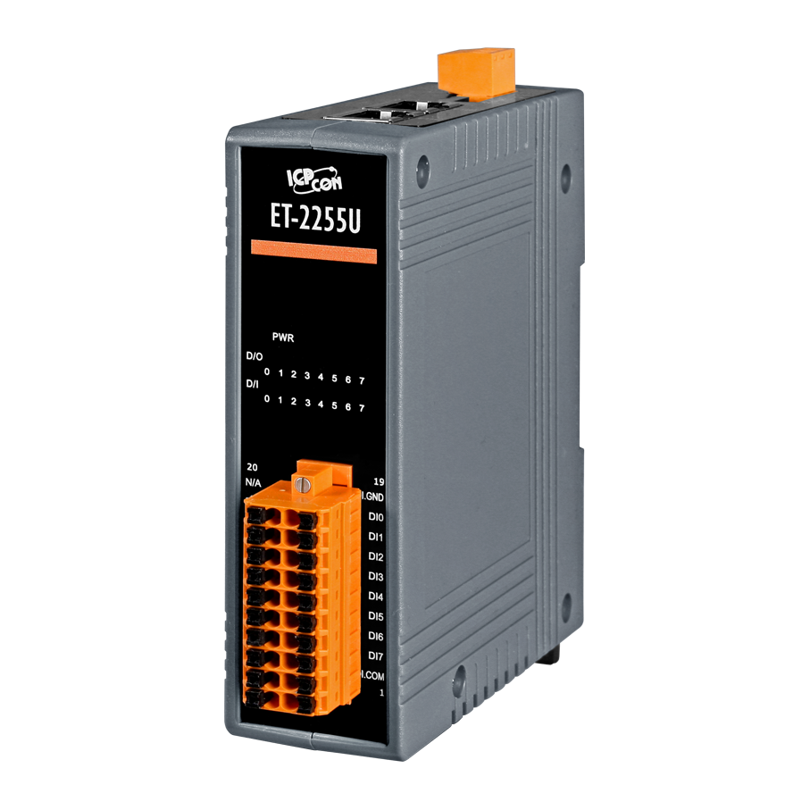 ICP DAS Модуль ET-2255U CR Ethernet I/O Module with 2-port Ethernet Switch, 8-ch Wet/Dry Contact ...