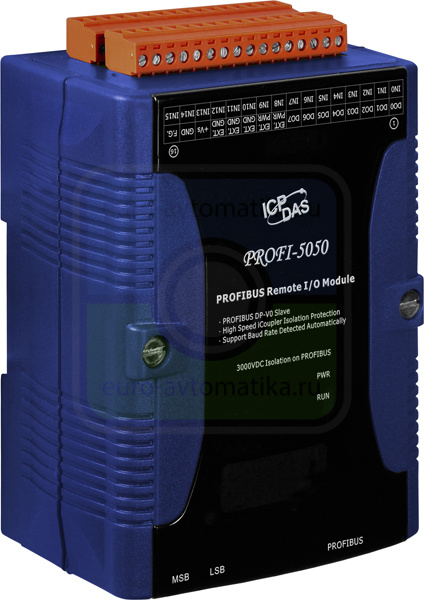 ICP DAS Модуль PROFI-5050 CR PROFIBUS Remote I/O Module (16-channel Non-Isolated Digital Input ...
